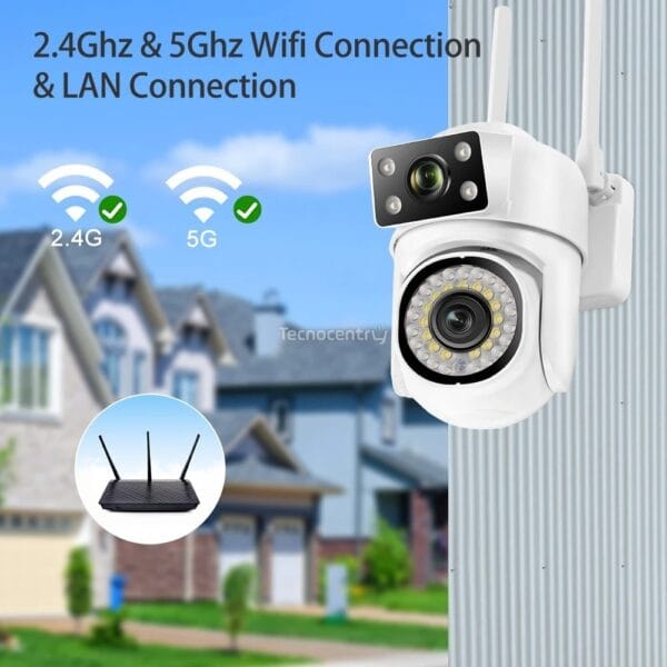 Cámara IP Exterior Doble Lente APP 390 Eyes Pantalla Dual Seguimiento ...